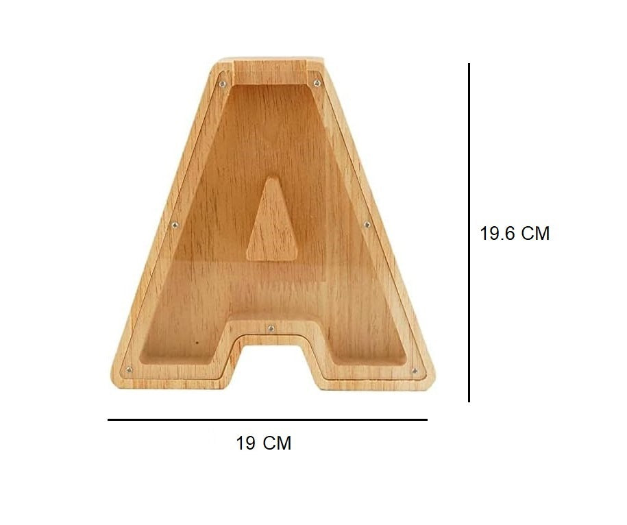 Wooden Alphabet Piggy Bank with Clear Acrylic Front A-Z Letters for Ki ...